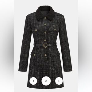 Commense | Dresses | Commense Black Tweed Belted Dress | Poshmark